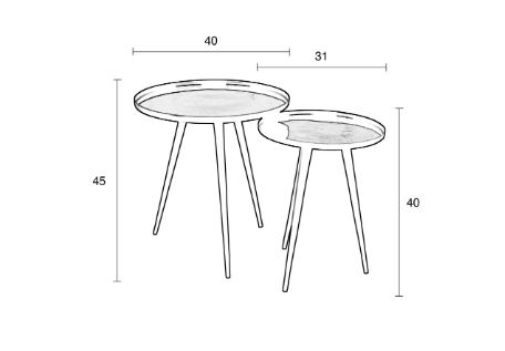 JUEGO DE MESA AUXILIAR FLOW - Muebles de diseño en Soluciones Contract